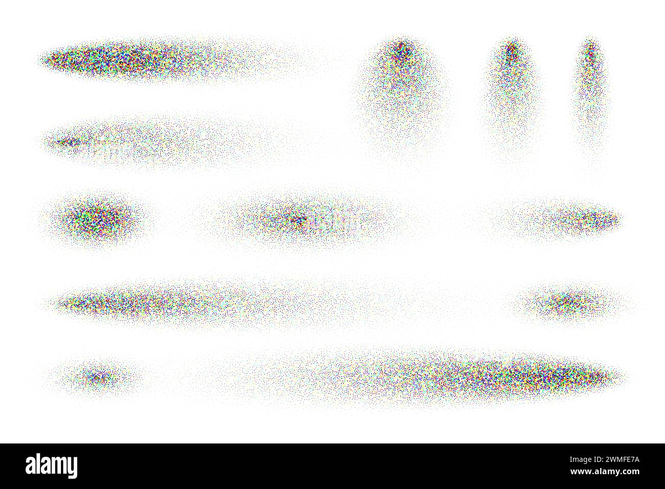 Stipple shadows set, dotted design elements. Fading gradient. Stippling ...