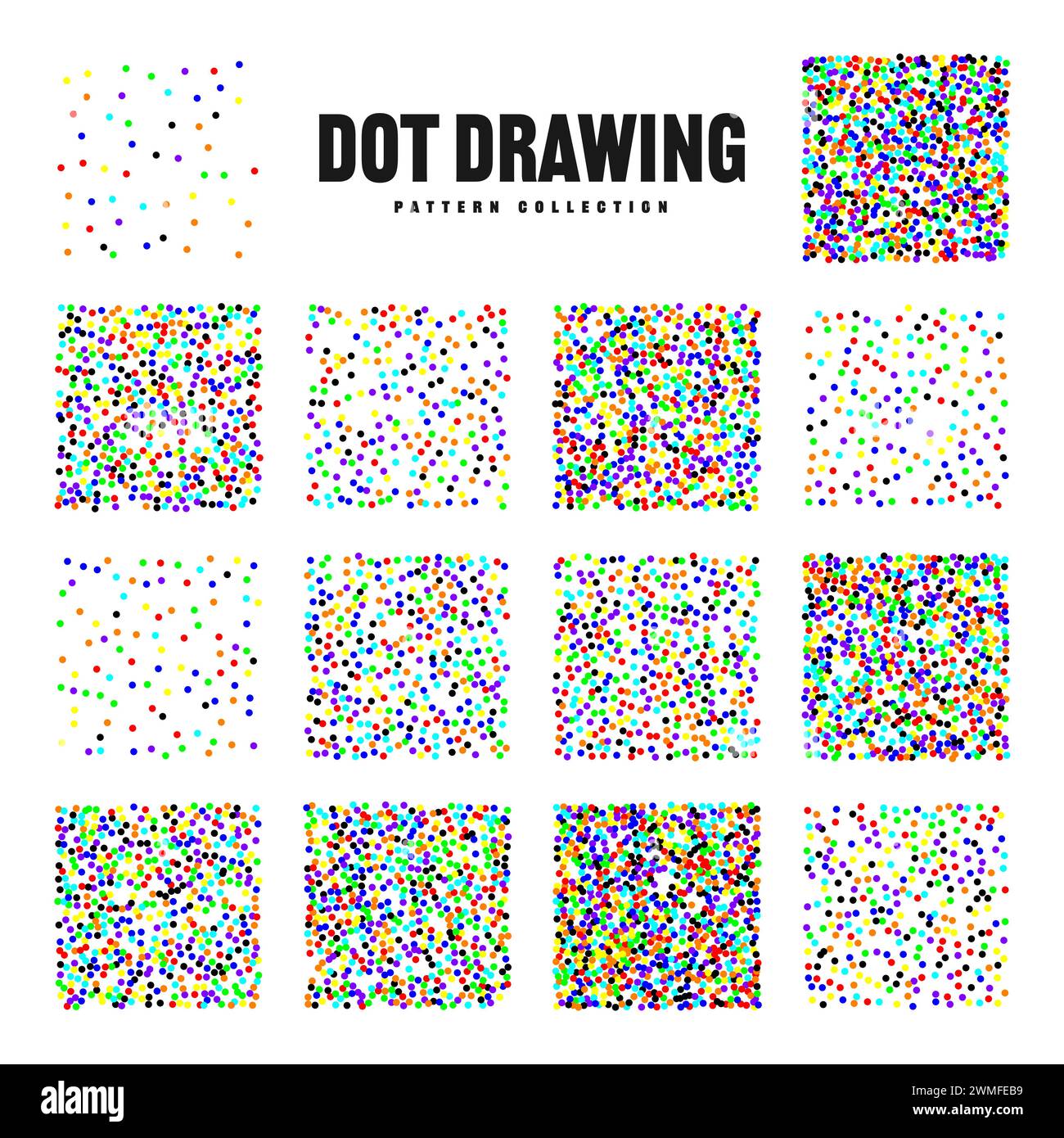 Square shaped dotted objects, vintage stipple elements. Stippling ...