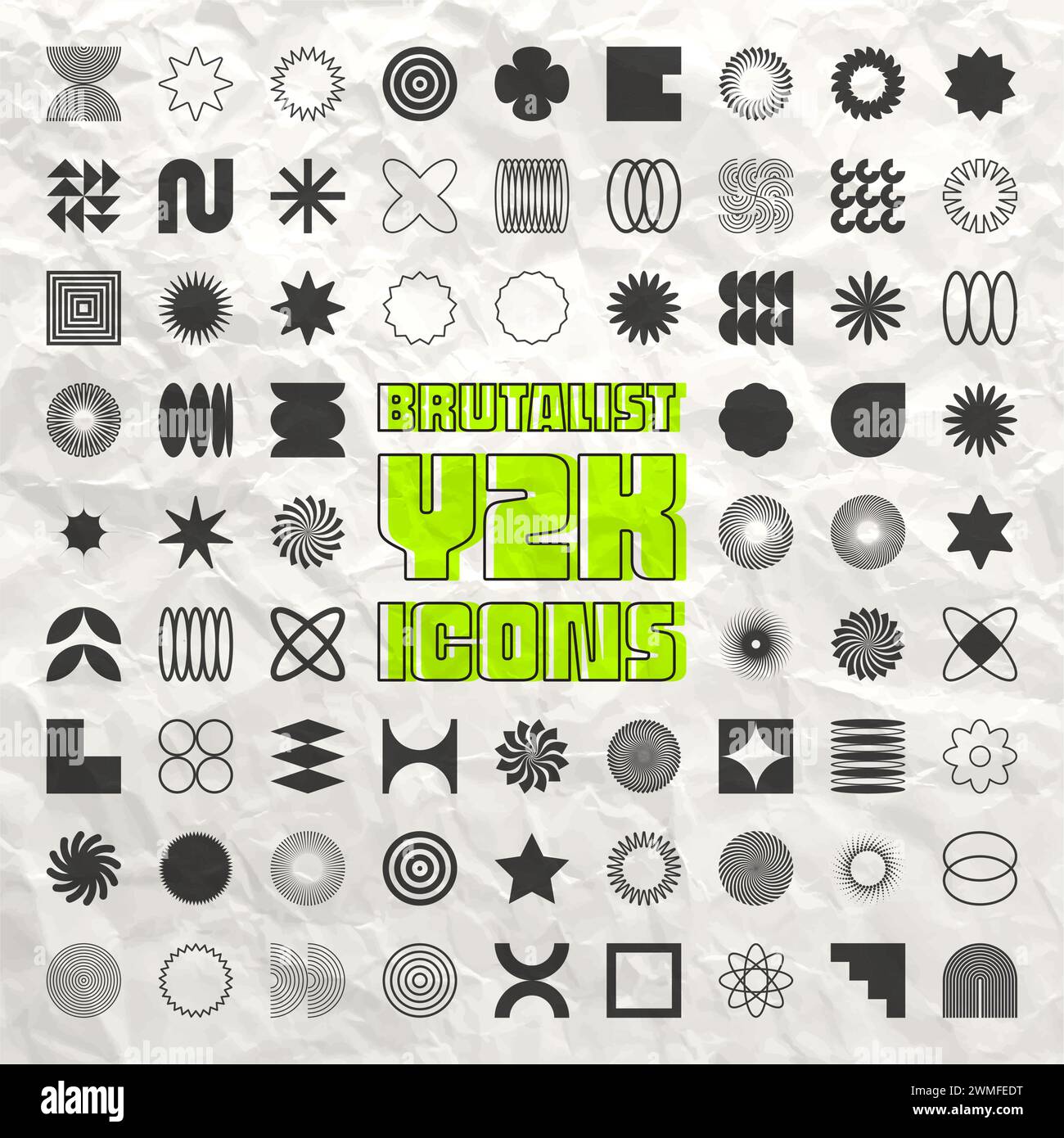 Brutalist geometric shapes, symbols. Simple primitive elements and ...