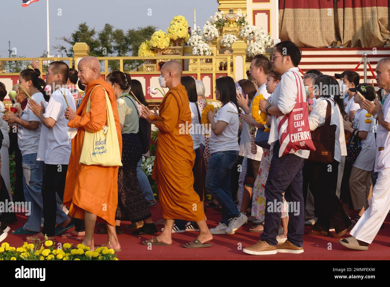 During celebrations for Makha Bucha (Buddhist festival) in Bangkok ...