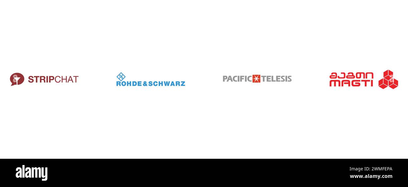 STRIPCHAT, ROHDE & SCHWARZ, MAGTI, PACIFIC TELESIS. vector illustration ...