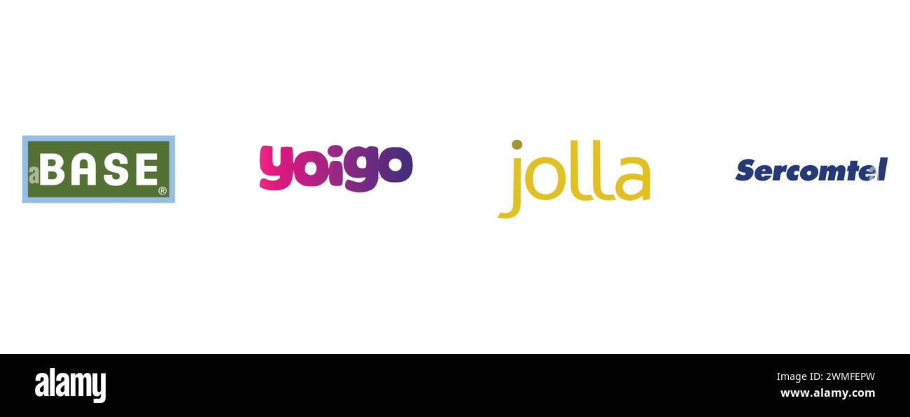 JOLLA, BASE, SERCOMTEL, YOIGO AZUL. vector illustration isolated on ...