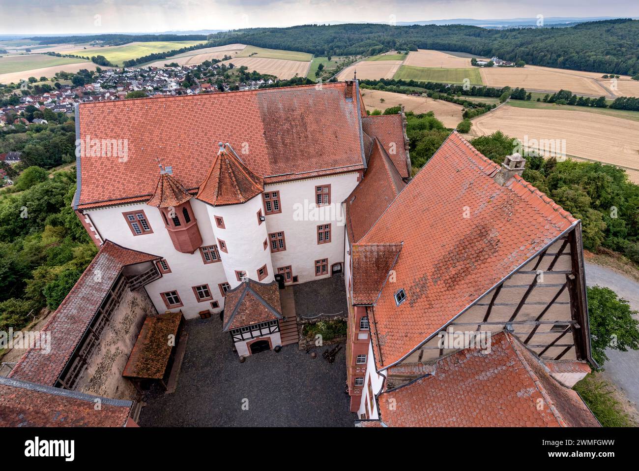 Palas with stair tower, new bower, inner courtyard, Ronneburg Castle ...