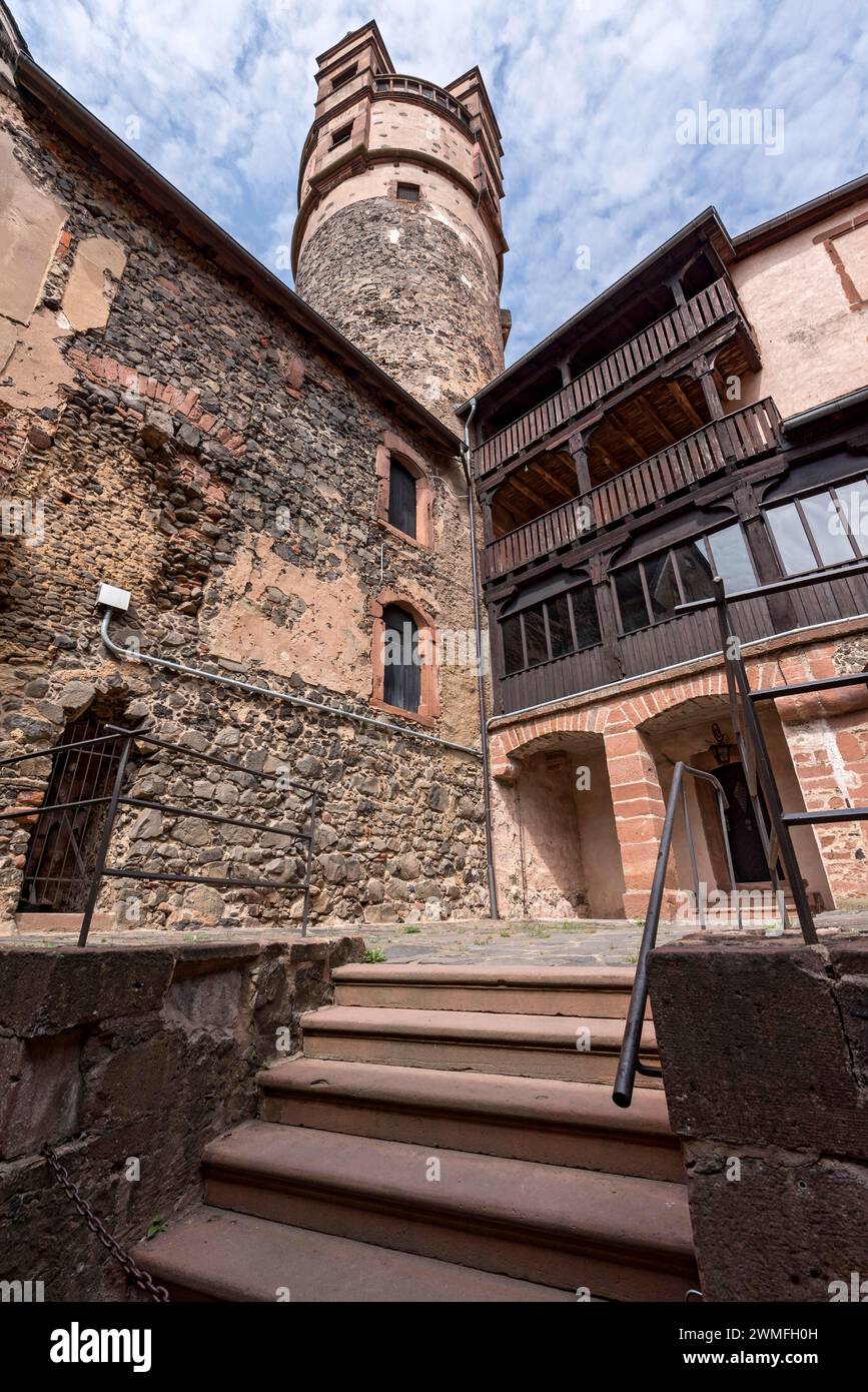 Keep, castle tower with Renaissance helmet, new bower, courtyard of the ...
