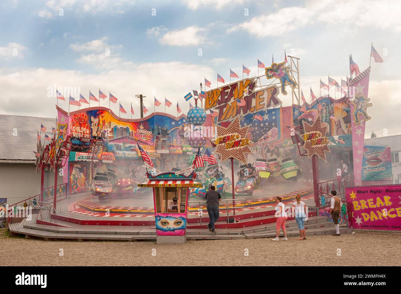Carousel Break Dancer, fairground ride, funfair, USA motifs, moated ...