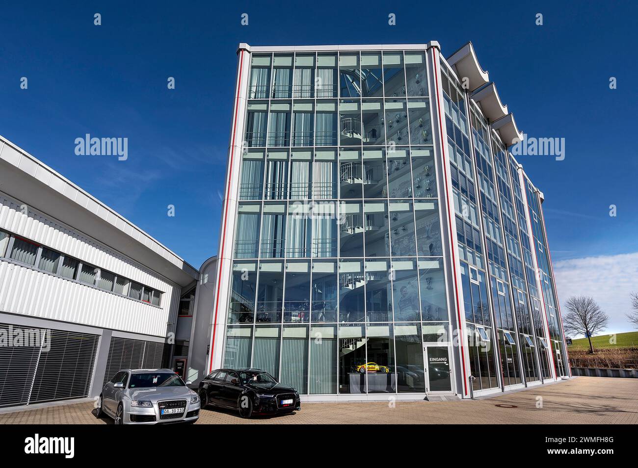 Glass facade, Abt Sportsline GmbH, Kempten, Bavaria, Allgaeu, Germany ...