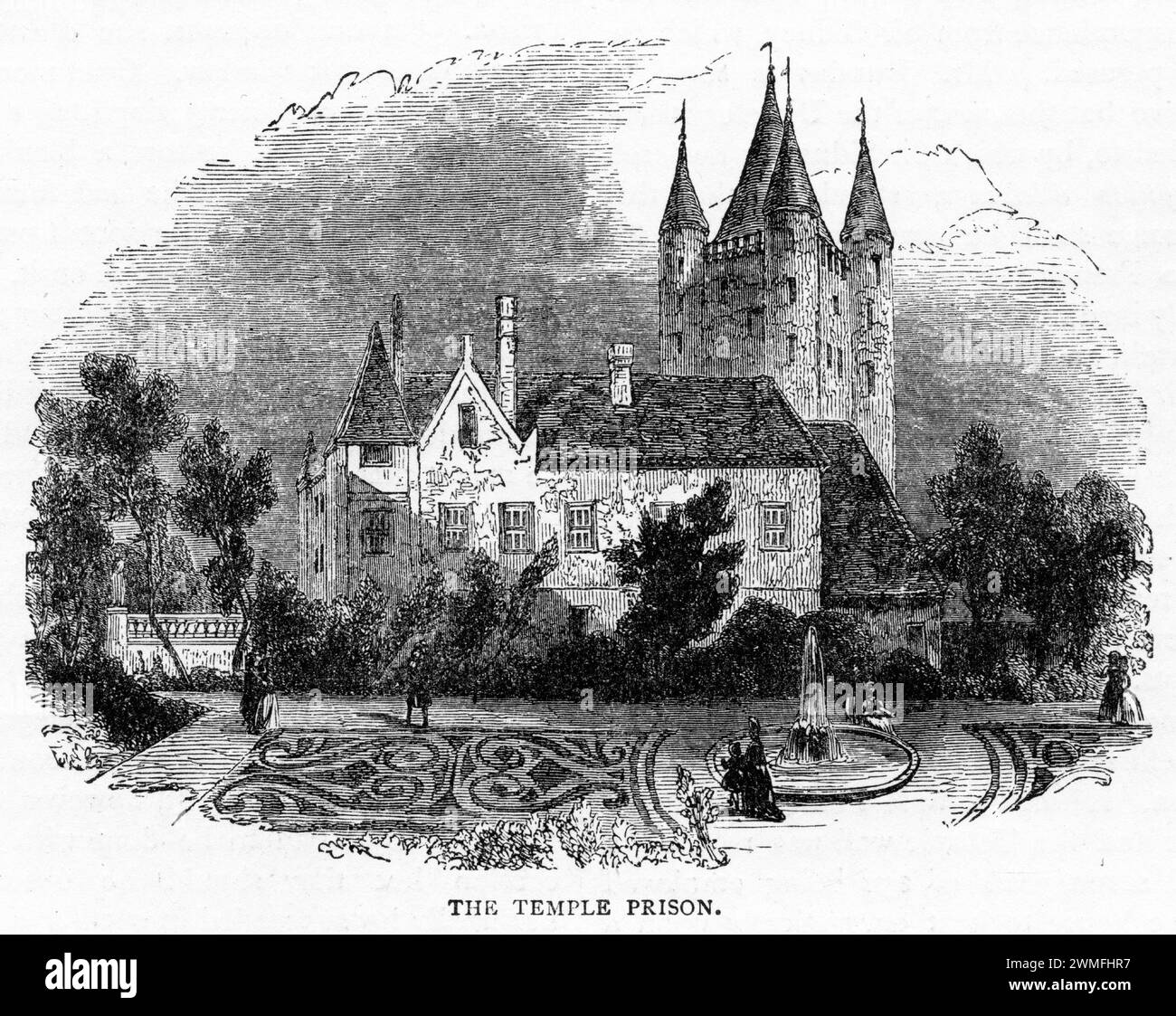 Engraving of the temple prison in Paris, circa 1880 Stock Photo - Alamy