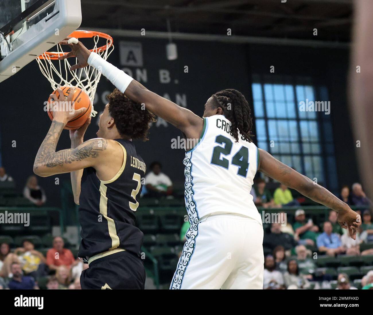 New Orleans, USA. 25th Feb, 2024. Tulane Green Wave forward Kevin Cross ...