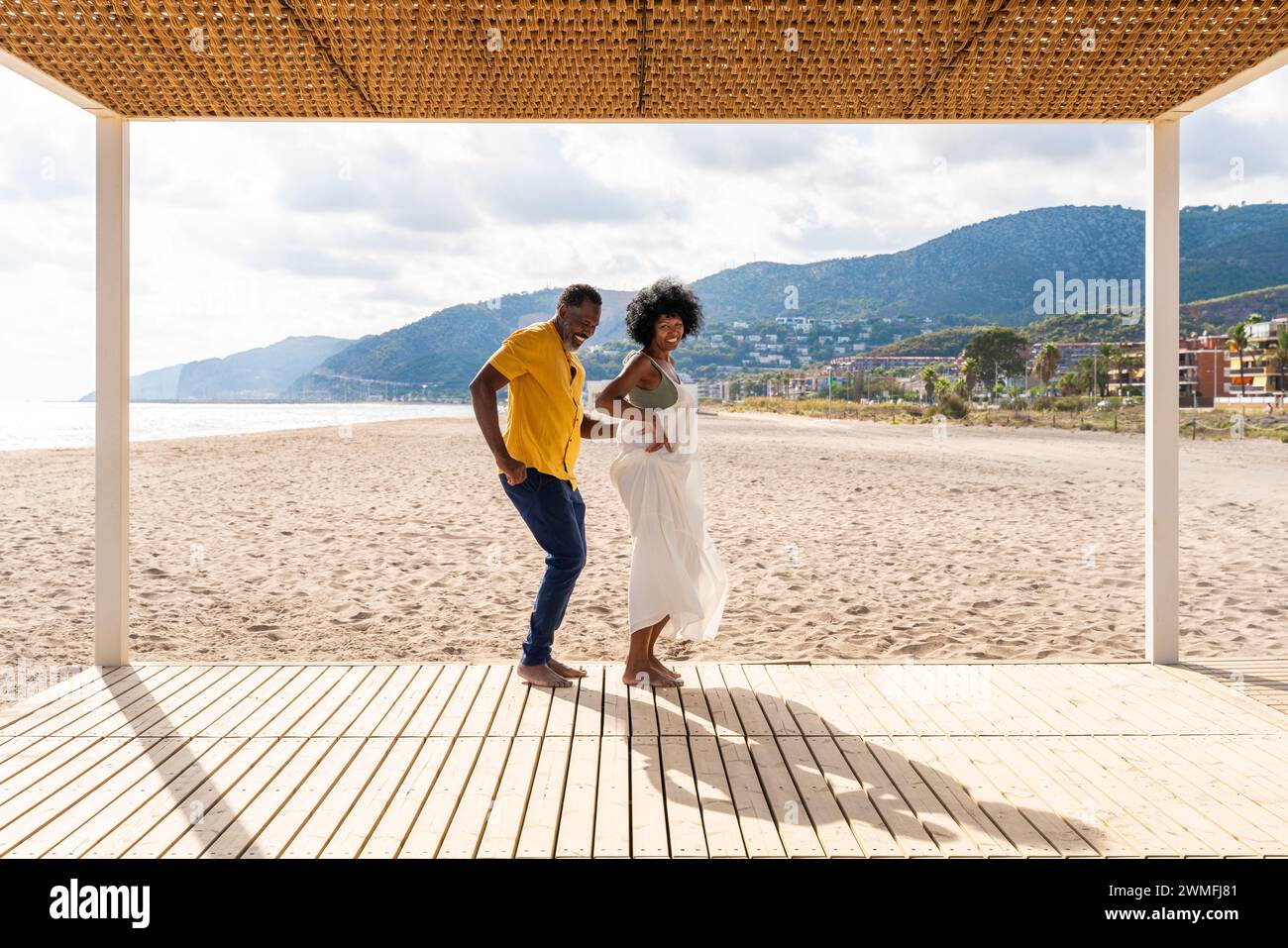 Beautiful mature black couple of lovers dating at the seaside - Married ...