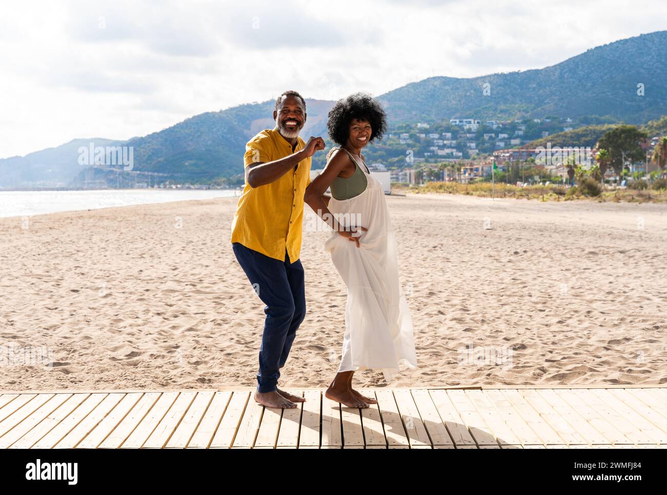 Beautiful mature black couple of lovers dating at the seaside - Married ...