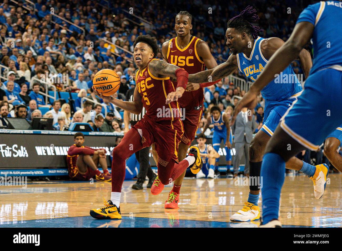 USC Trojans guard Boogie Ellis (5)drives past UCLA Bruins forward ...