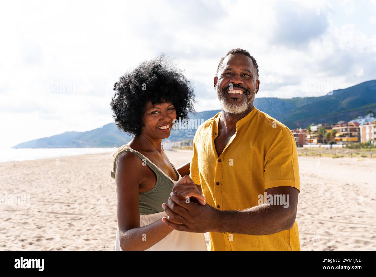 Beautiful mature black couple of lovers dating at the seaside - Married ...