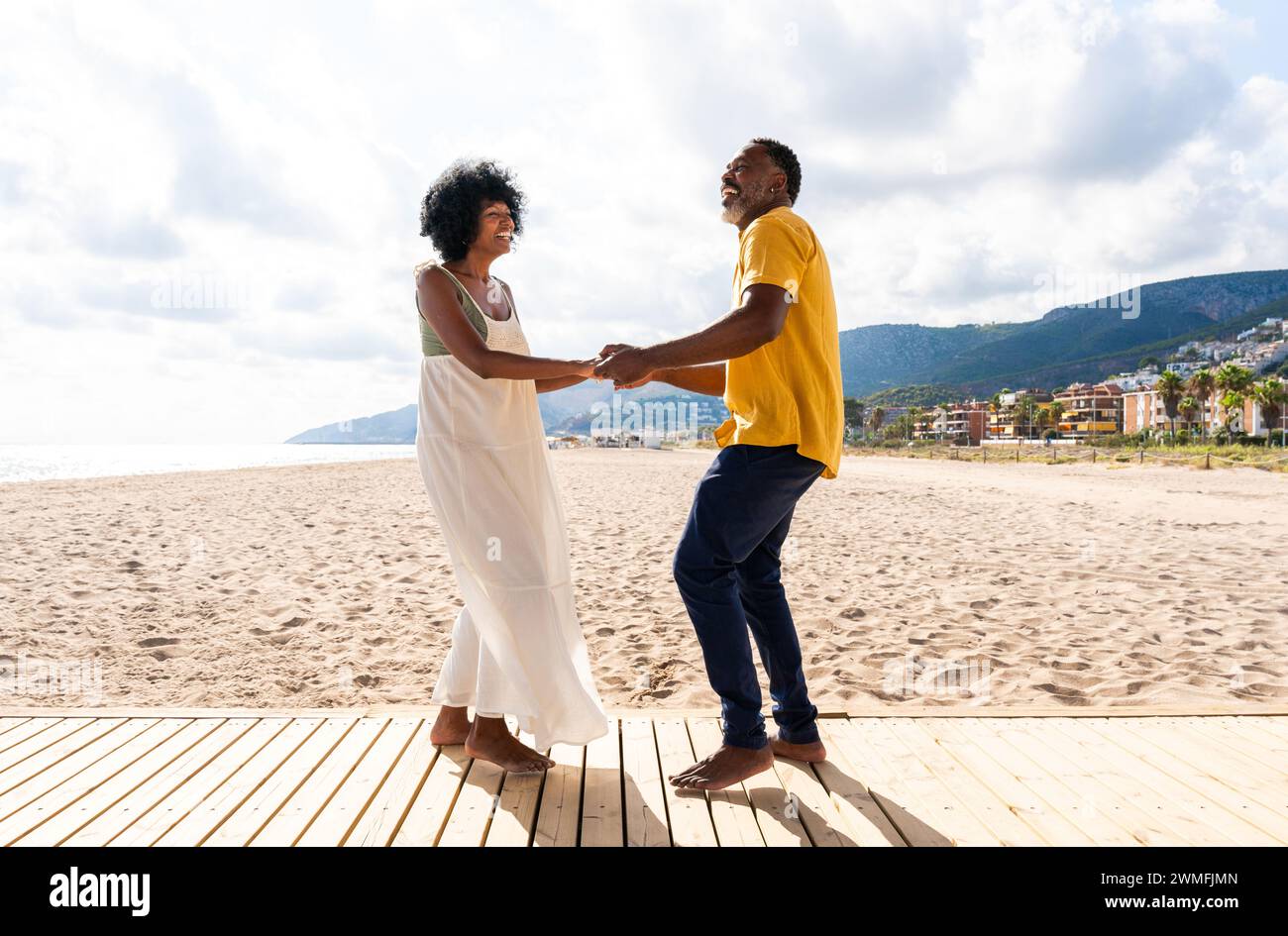 Beautiful mature black couple of lovers dating at the seaside - Married ...