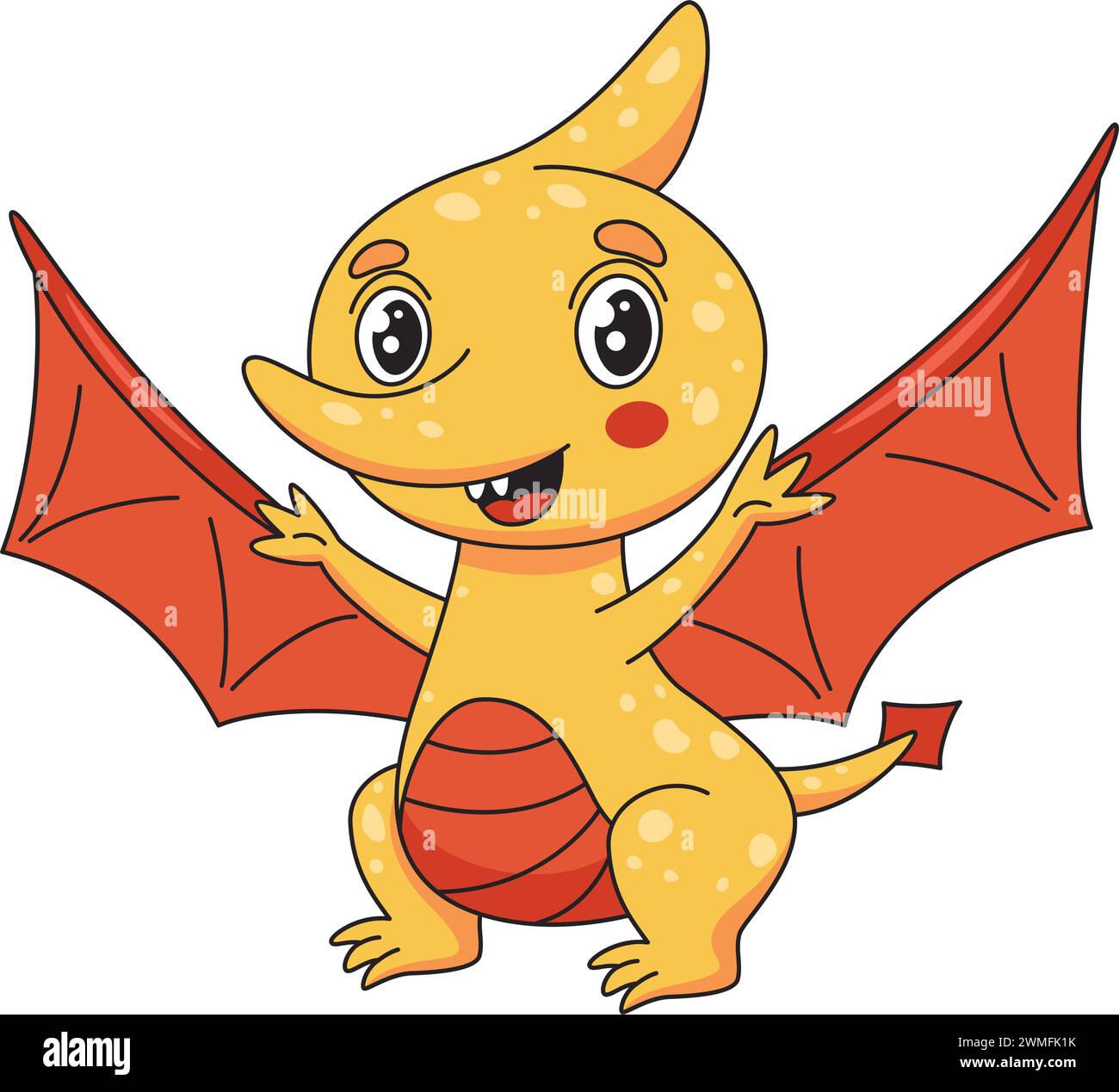 Very cute pterodactyl dinosaur, for nursery, children's character ...
