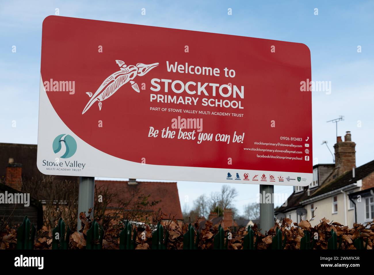 Stockton Primary School sign, Stockton, Warwickshire, England, UK Stock ...