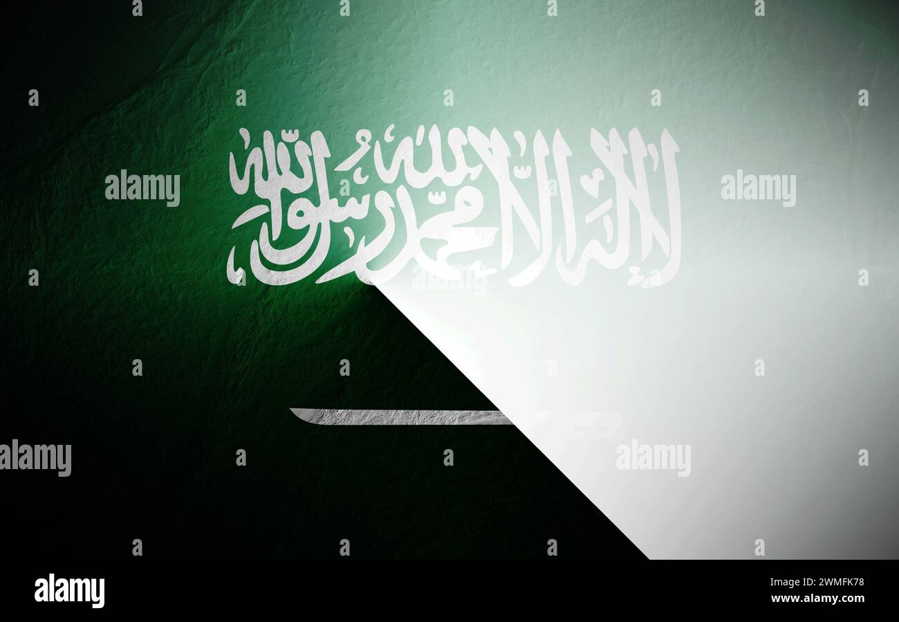 Saudi Arabia flag blurred on white background Stock Photo - Alamy