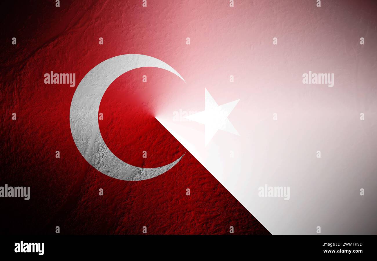 Flag of Turkiye blurred on white background Stock Photo - Alamy