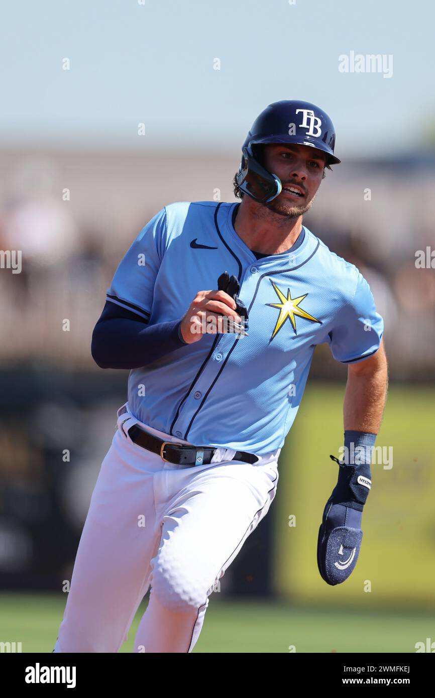 Port Charlotte, FL: Tampa Bay Rays right fielder Josh Lowe (15) scores ...