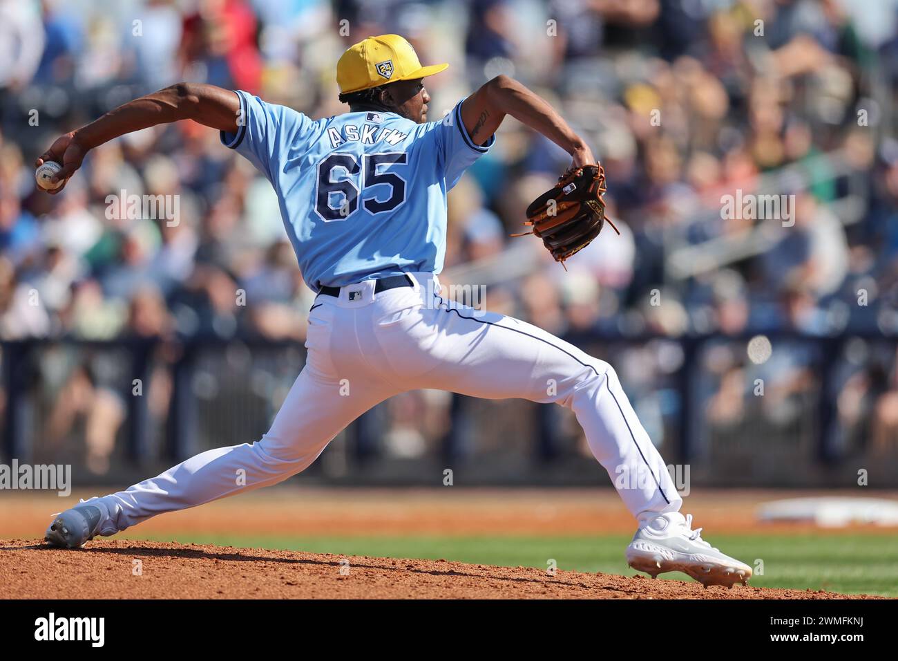 Port Charlotte, FL: Tampa Bay Rays pitcher Keyshawn Askew (65) delivers ...