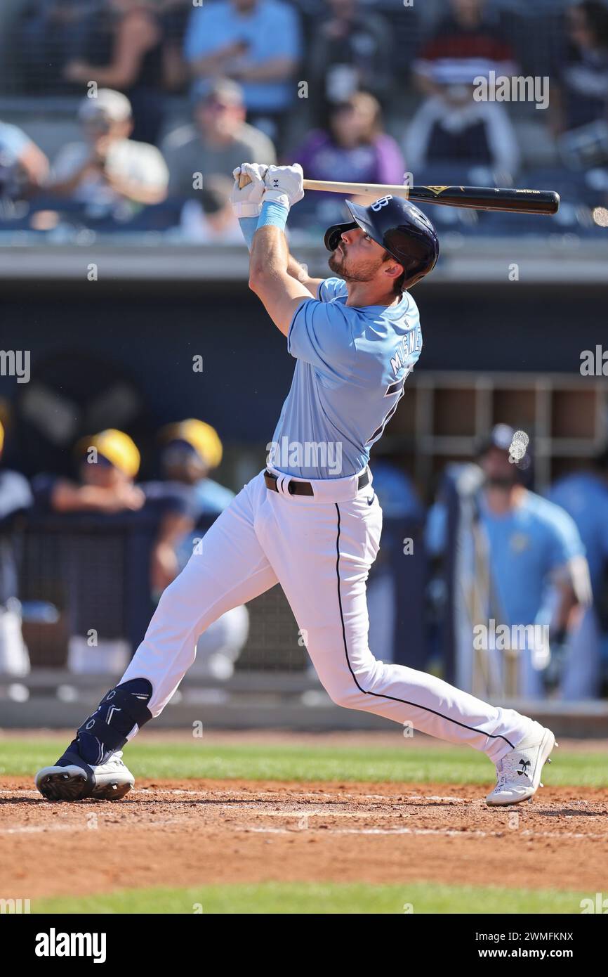 Port Charlotte, FL: Tampa Bay Rays center fielder Kameron (83) gets an ...