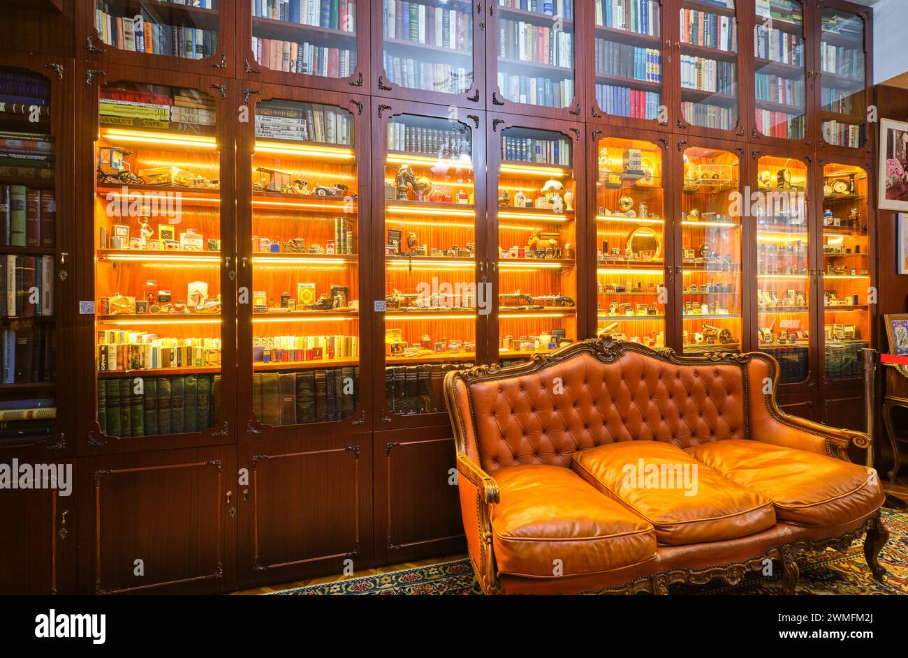 Interior view of the office, study, library room with a bookcase filled ...