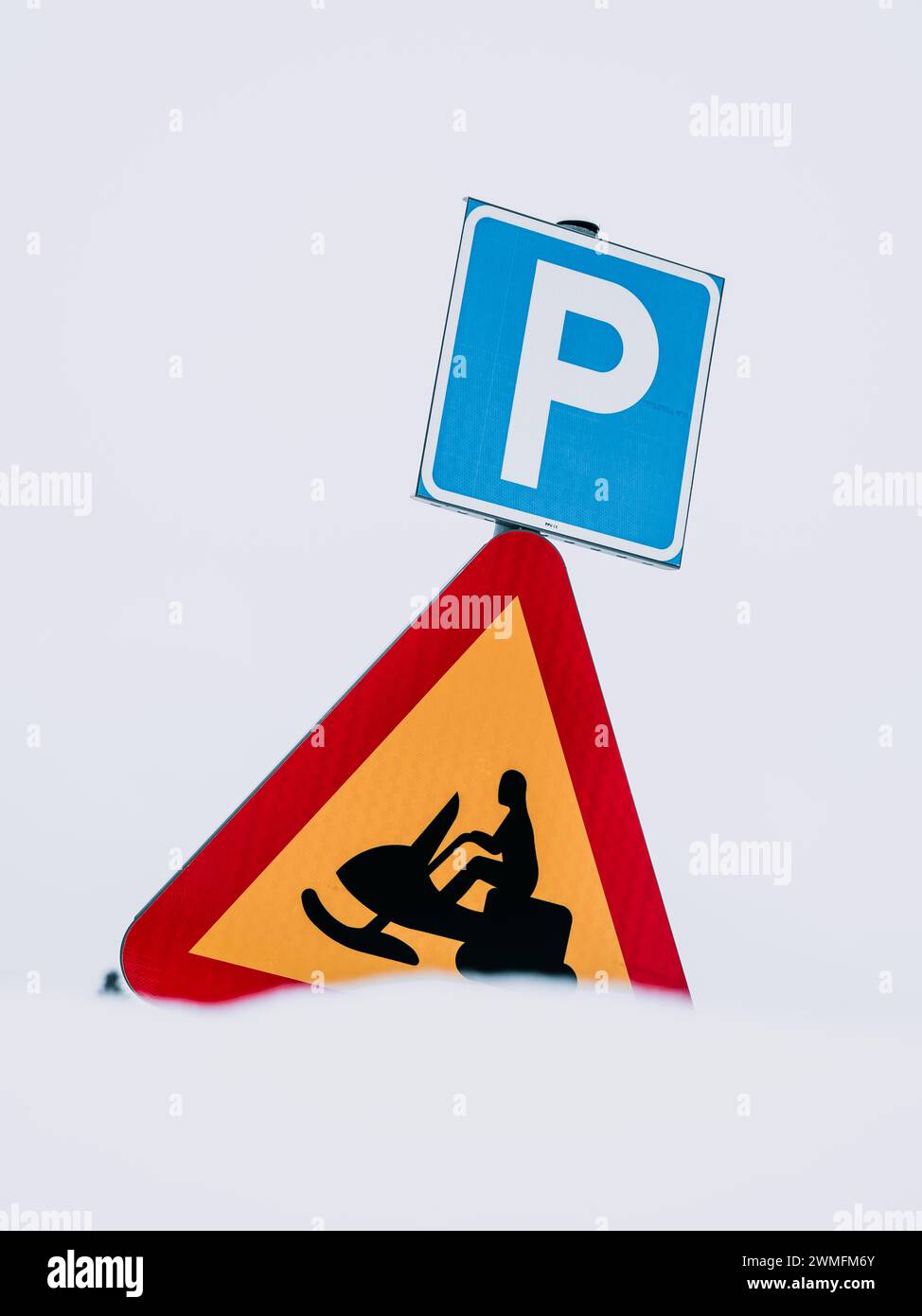 A Swedish traffic sign is prominently displayed indicating a parking ...