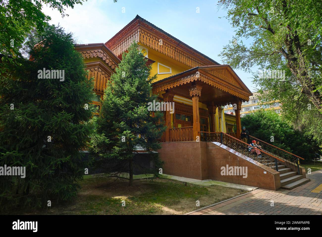 Exterior view of the museum, done in the traditional natural wood, folk ...