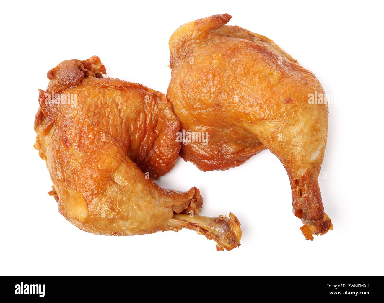 grilled chicken leg on white background Stock Photo - Alamy