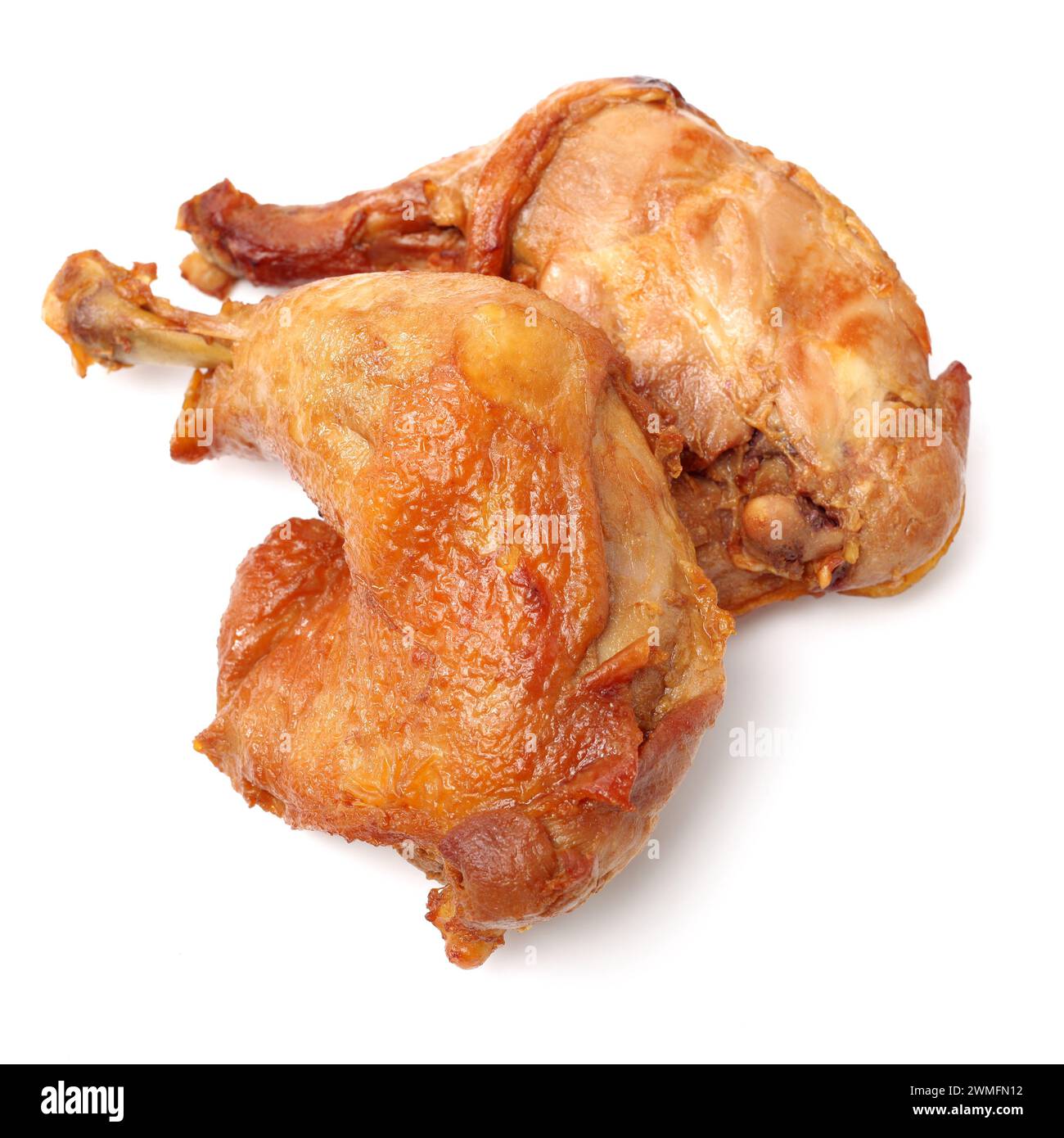 grilled chicken leg on white background Stock Photo - Alamy