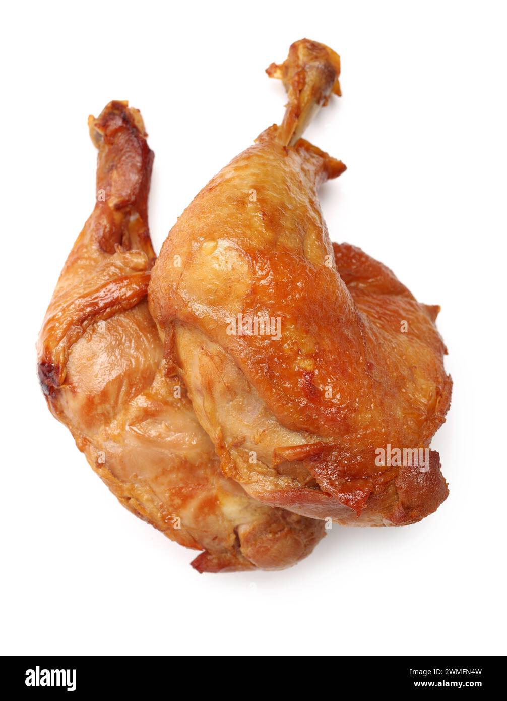 grilled chicken leg on white background Stock Photo - Alamy