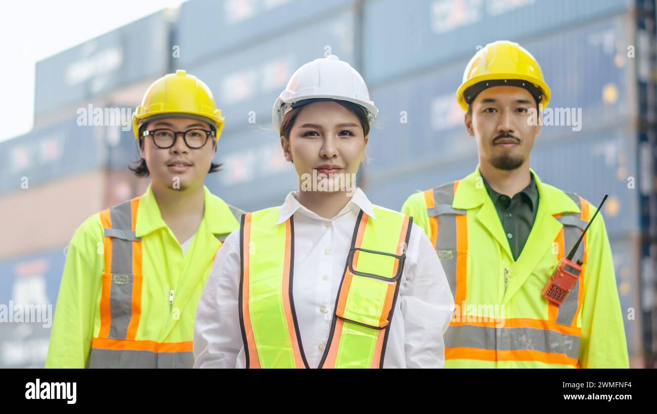 Construction workers pose for camera hi-res stock photography and ...
