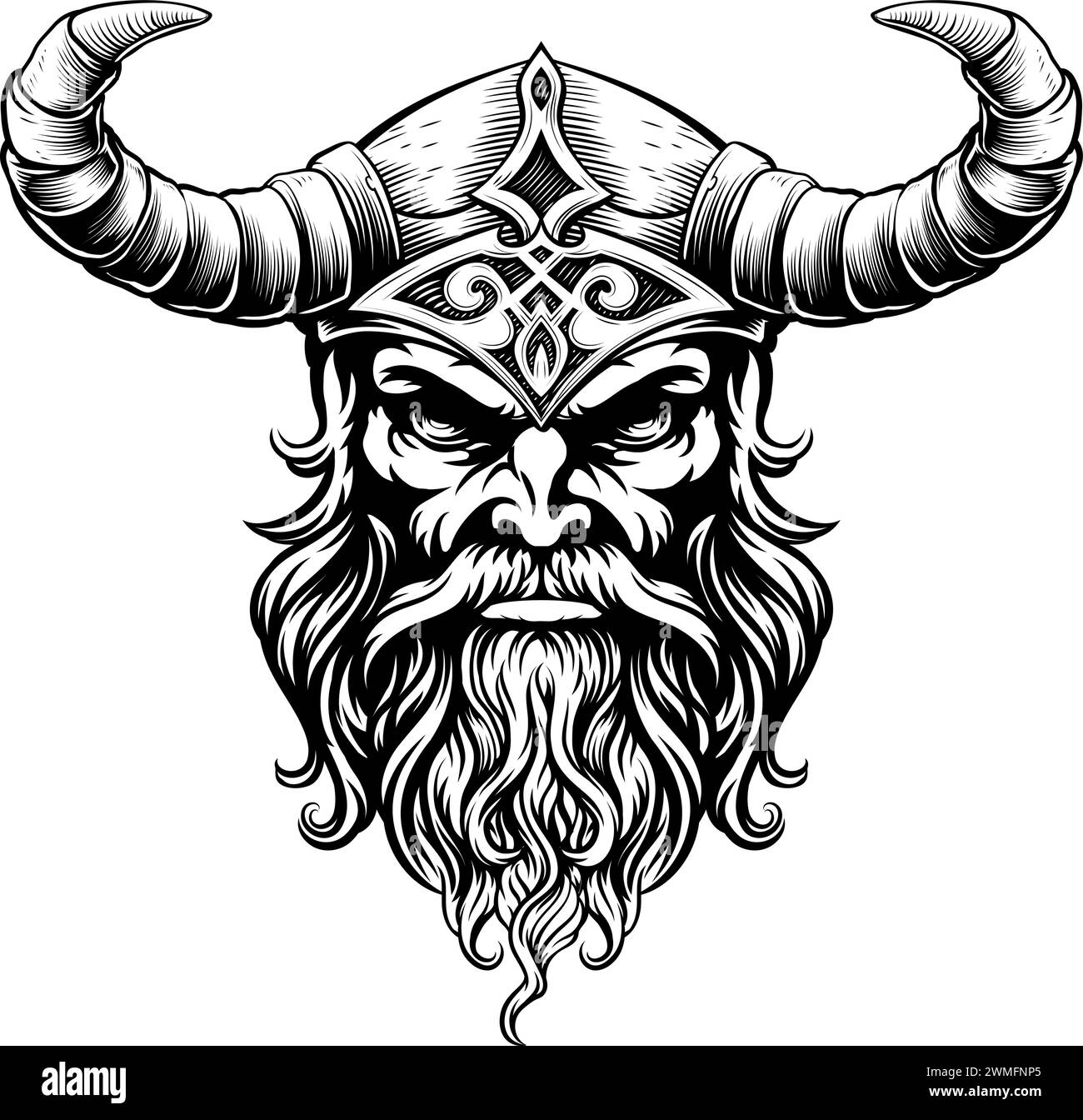 Viking Warrior Man Strong Mascot Face in Helmet Stock Vector Image ...