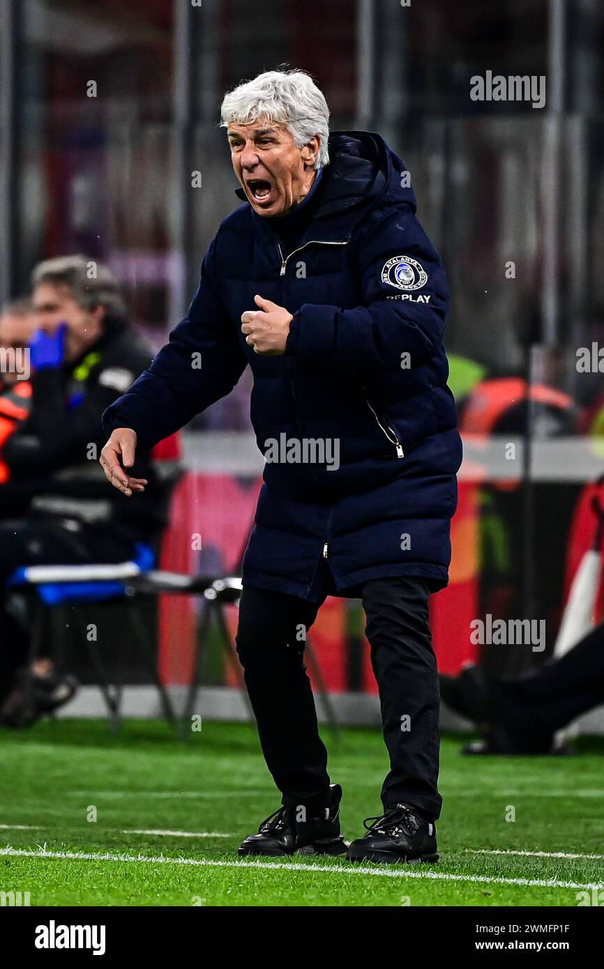 Milan, Italy on February 25, 2024. Atalanta's Italian head coach Gian ...