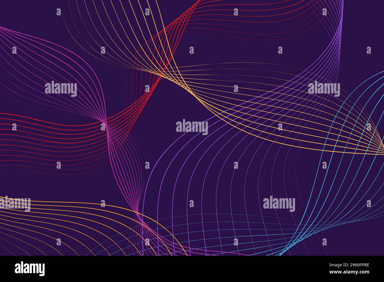 Vibrant purple background adorned with intricate lines and curves. The patterns create a ...