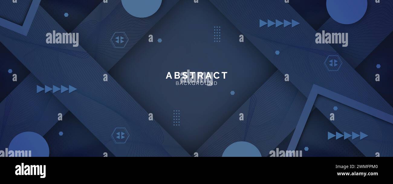 Futuristic dark blue abstract background with lines and shadow, geometric shape overlap layers ...