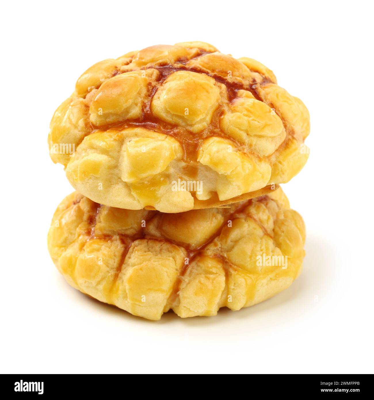 delicious Chinese style pineapple bun on white background Stock Photo ...