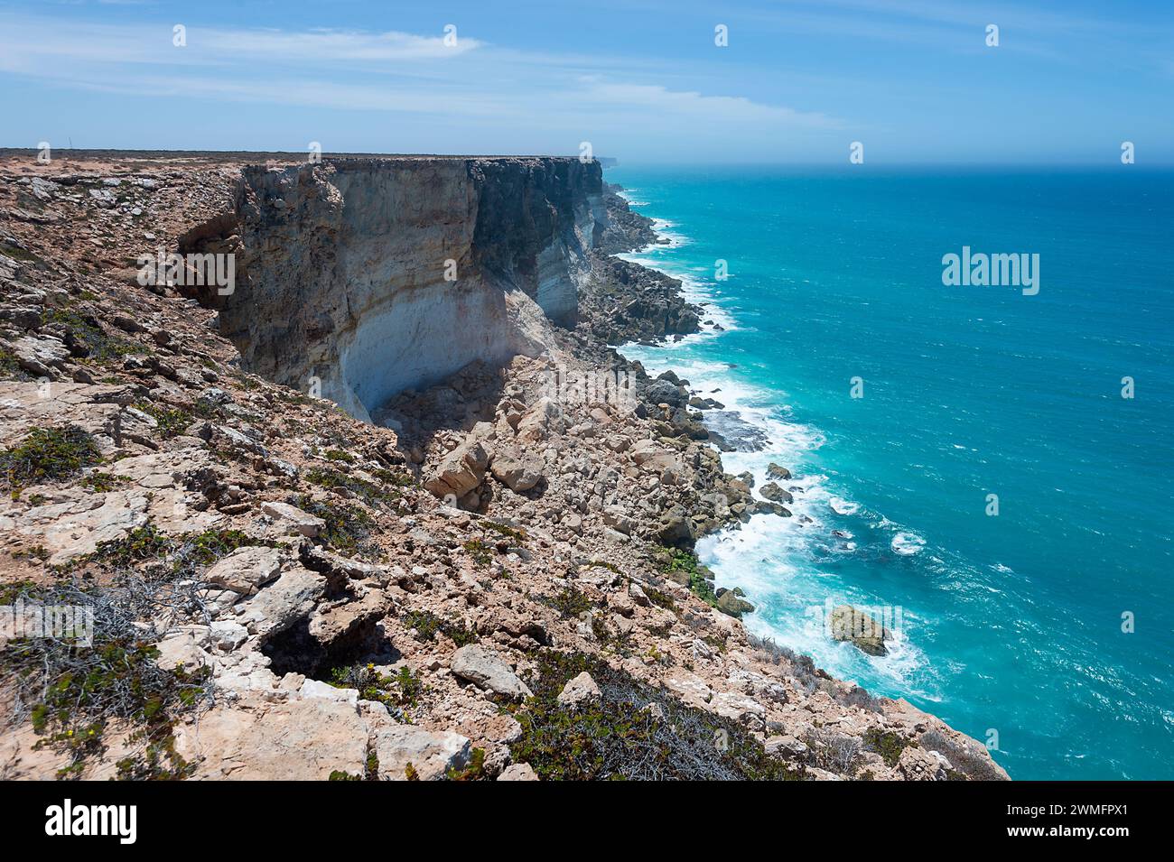 Crumbling and unstable cliffs due to coastal erosion, Great Australian ...
