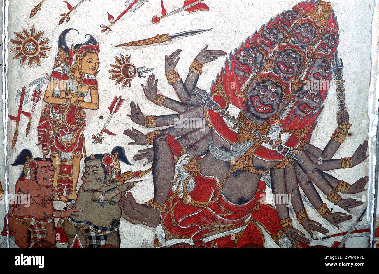 Wall paintings in Kertha Gosa Hall of Justice. Klungkung Palace ...
