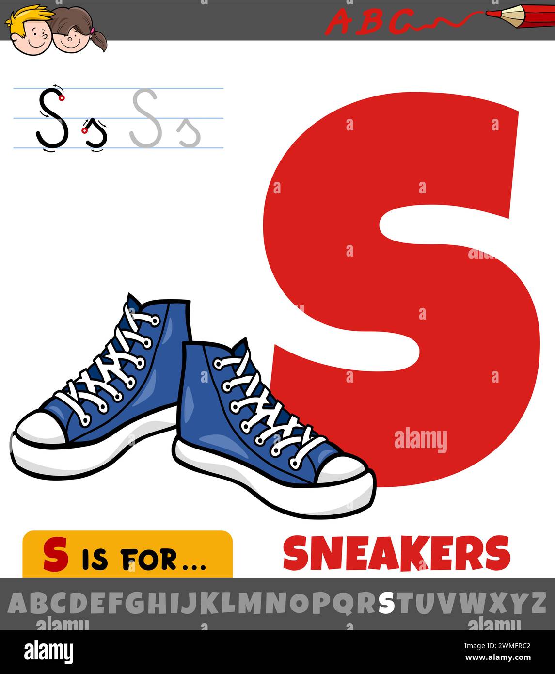 Educational cartoon illustration of letter S from alphabet with ...