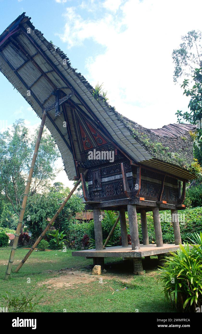 Tana Toraja, traditional houses (tongkonan). Propped up house. Sulawesi ...