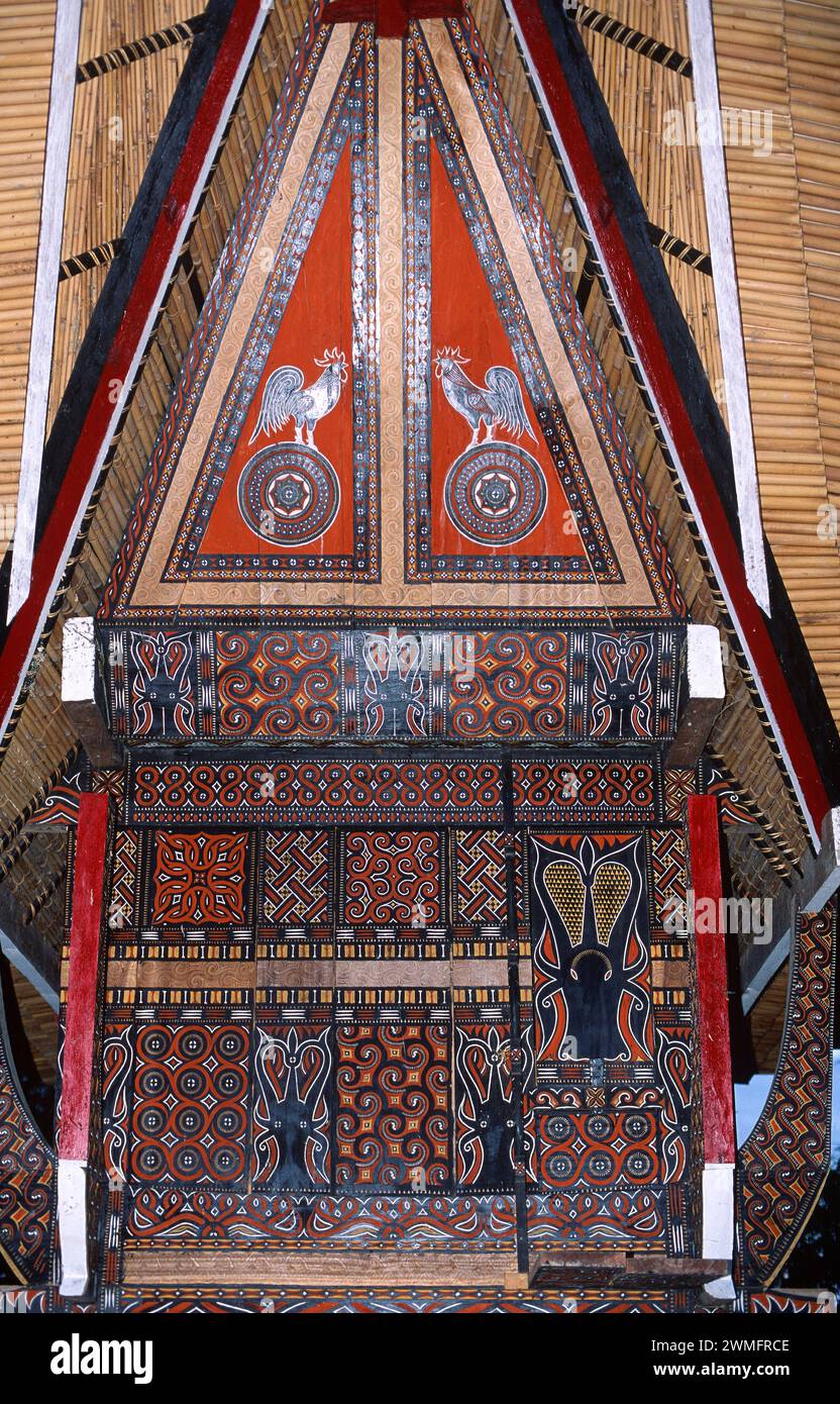 Tana Toraja, traditional houses (tongkonan) decorated with traditional ...
