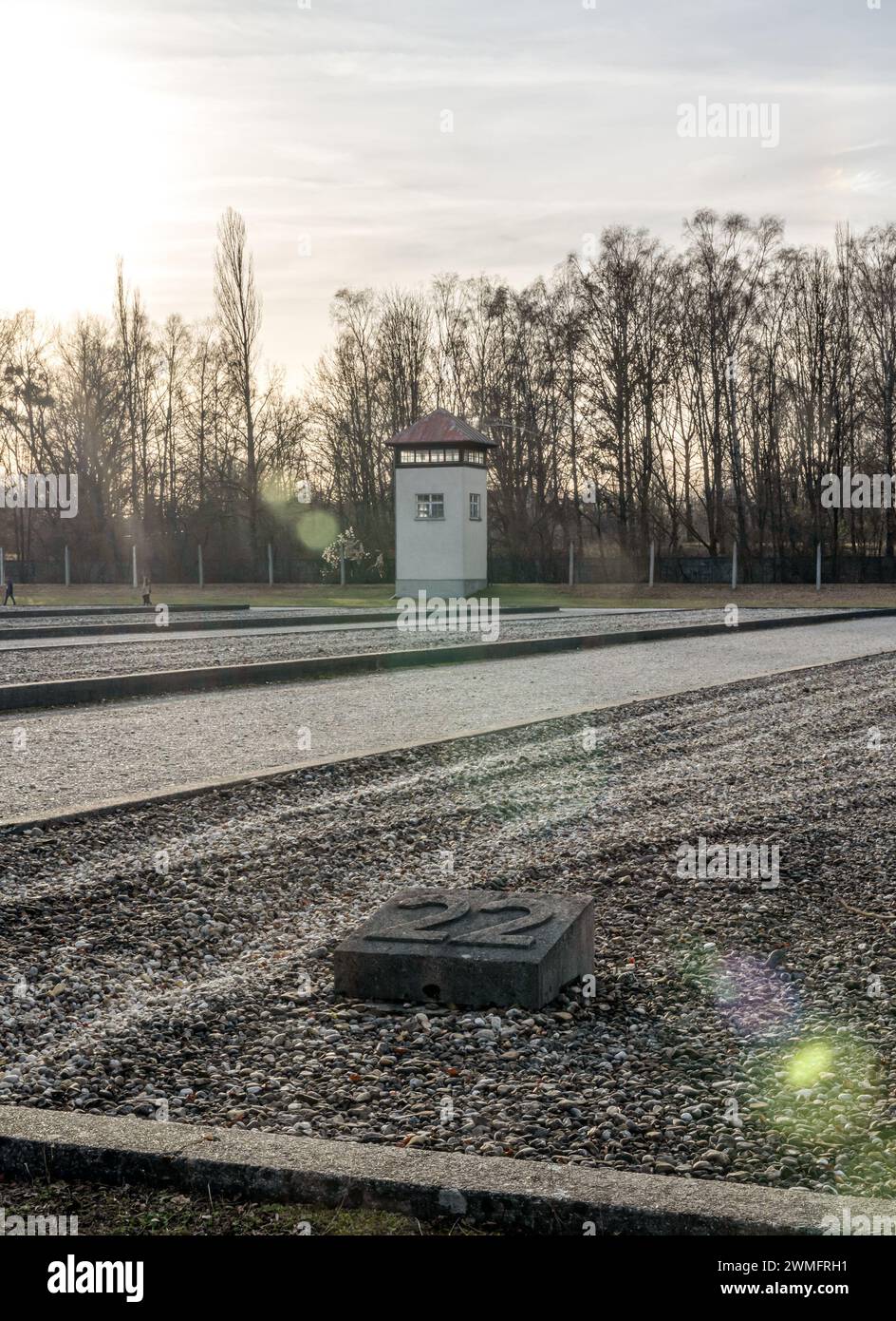 Old World War 2 Watchtower in the Dachau Concentration camp memorial ...