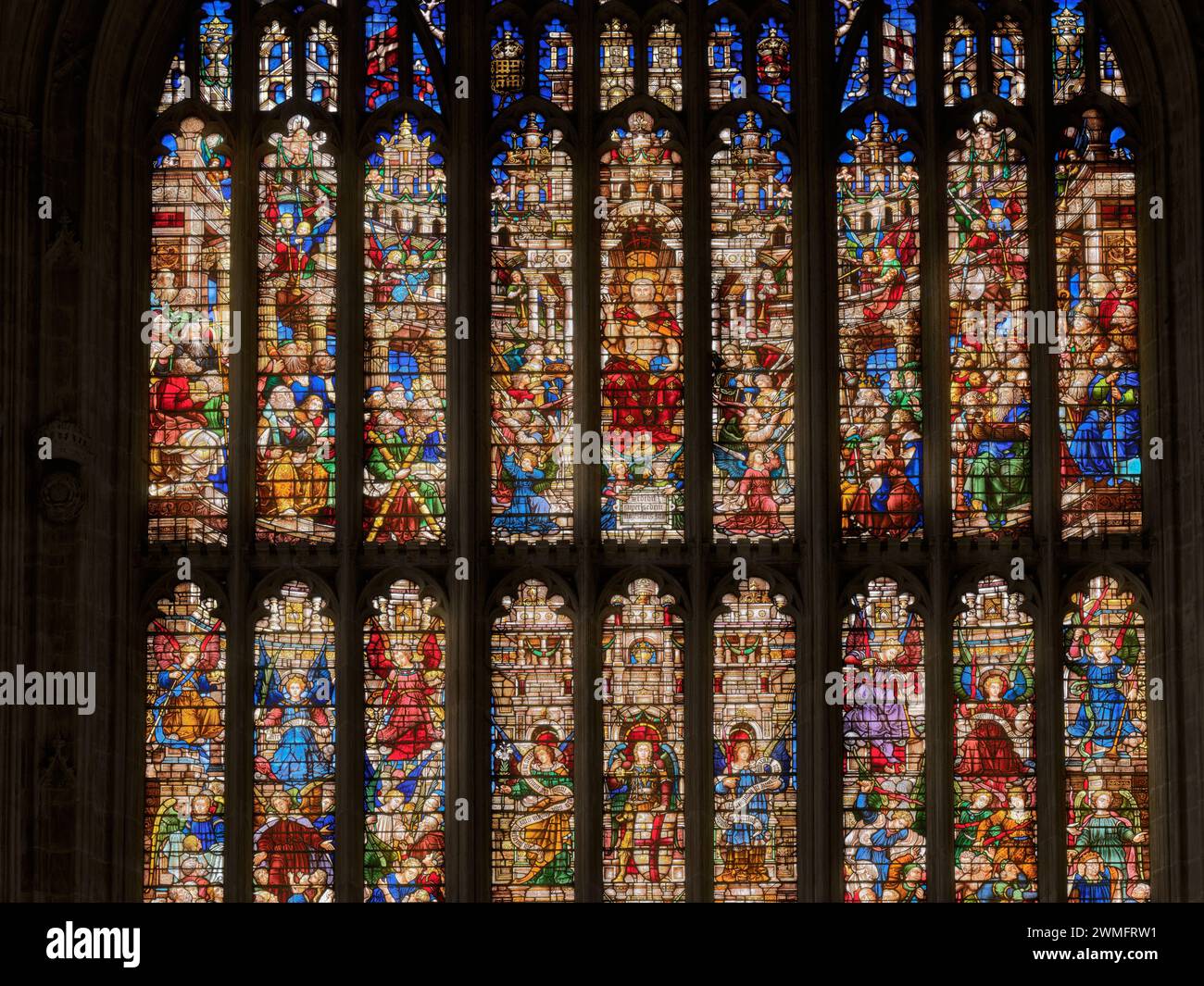 West window, showing Jesus Christ in glory; King's College chapel ...