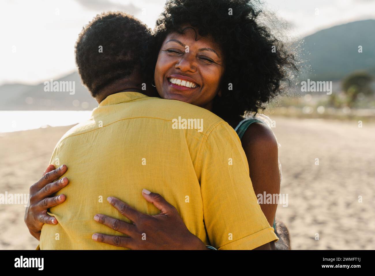 Beautiful mature black couple of lovers dating at the seaside - Married ...