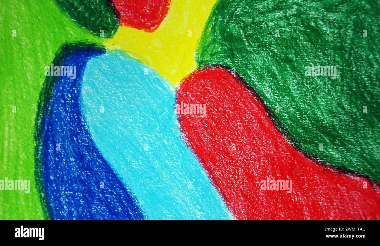 abstract drawing colorful wax crayon geometric shape Stock Photo - Alamy