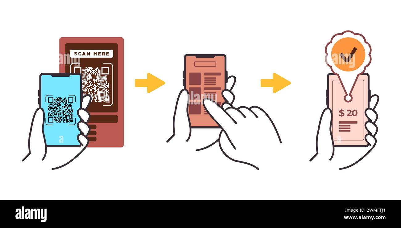 barcode payment cashless transaction system scan with smartphone ...