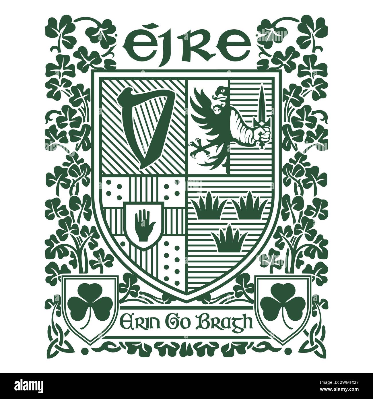 Irish Celtic design in vintage, retro style. Irish design with coat of ...