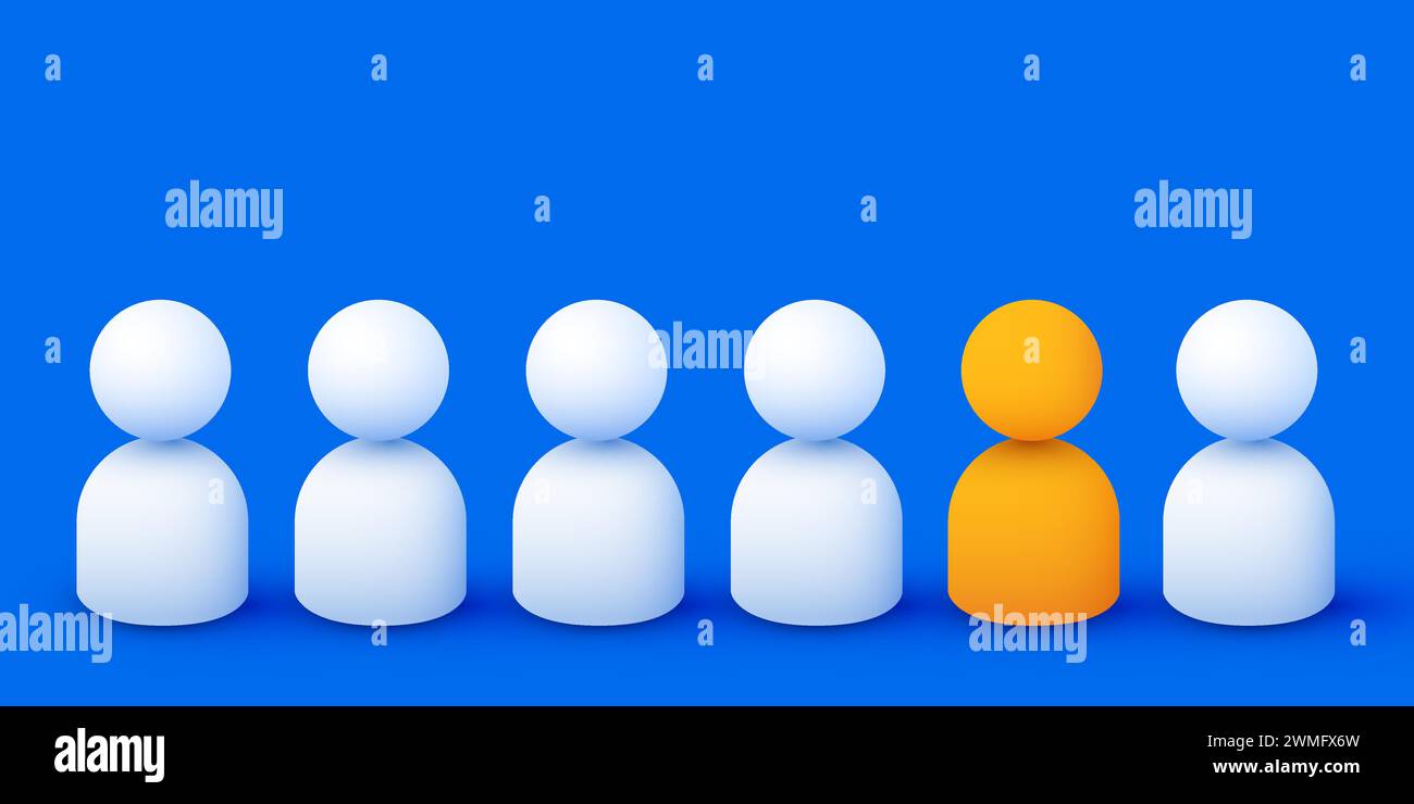 Stand out from the crowd. One unique man standing among other people ...