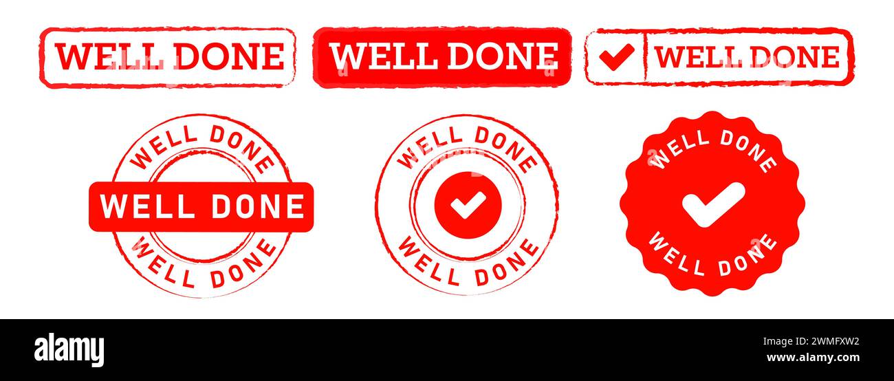 well done rectangle and circle stamp label seal emblem sign ...