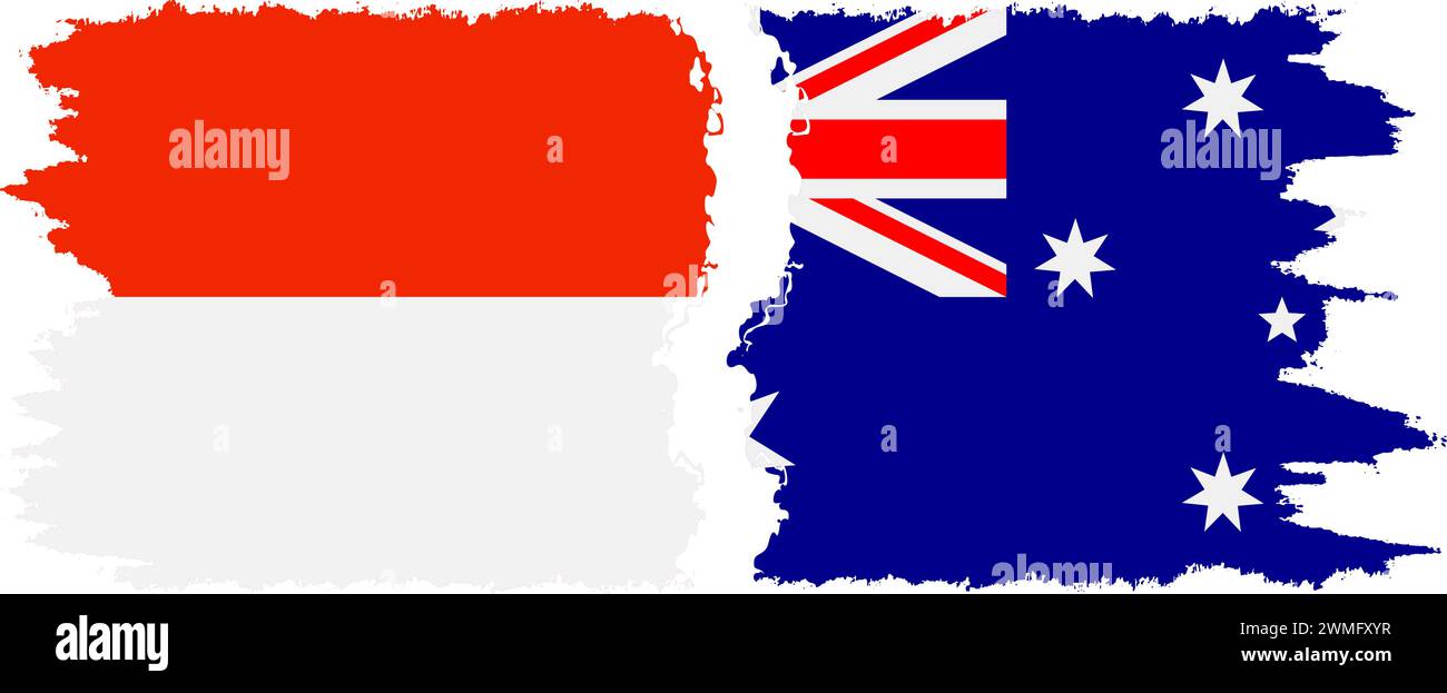 Australia and Indonesia grunge flags connection, vector Stock Vector ...